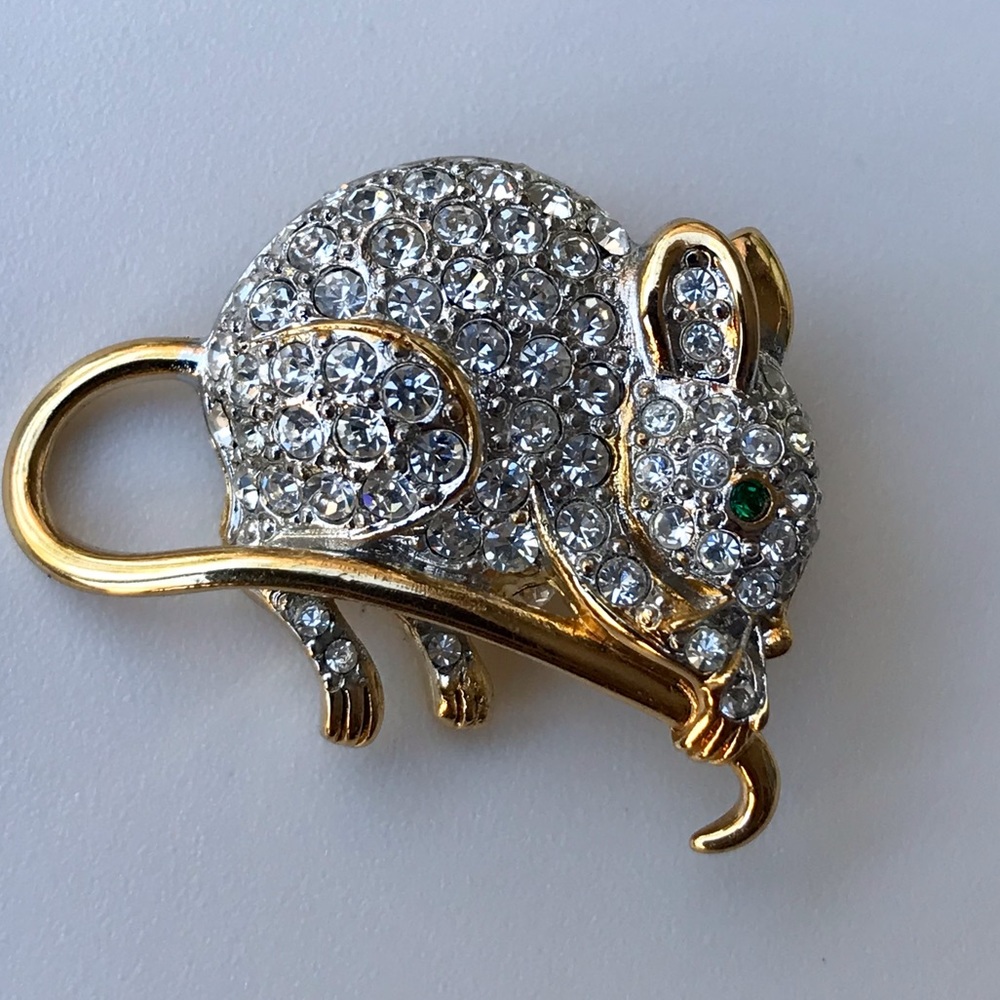 Vtg Carolee Mouse Pin Brooch - Gem